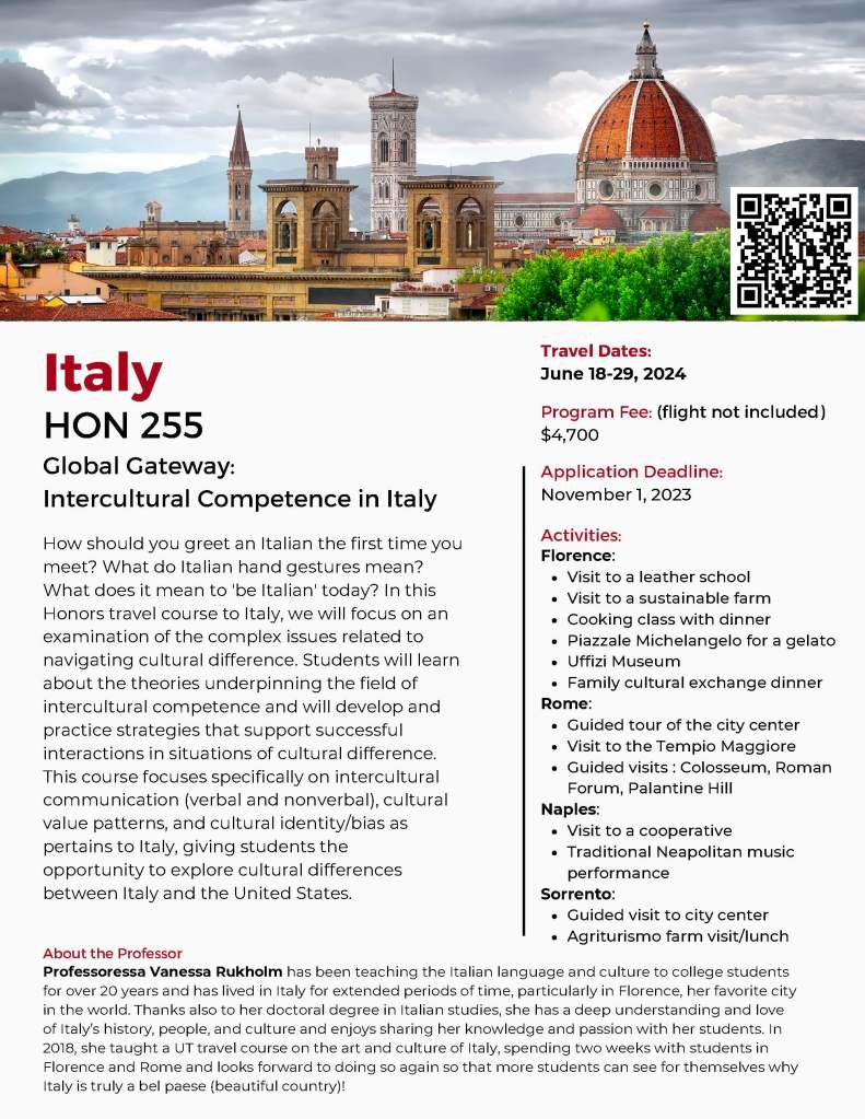 Honors Goes to Italy – The Honors Program @ UT